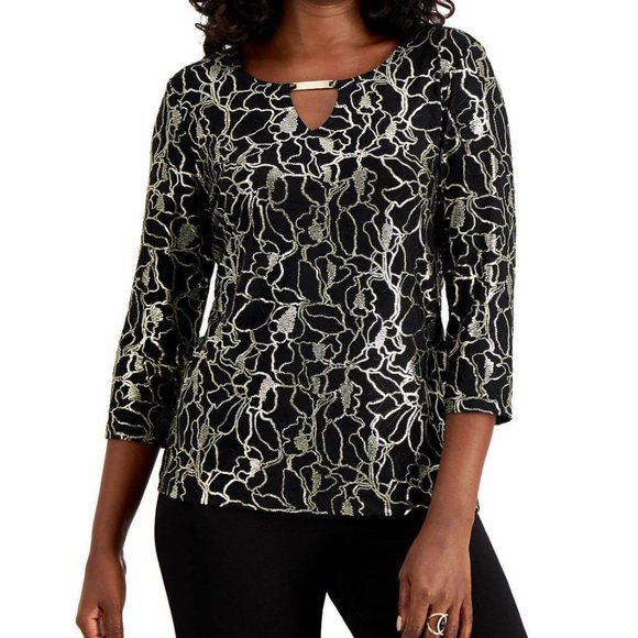 JM Collection | Tops | Jm Collection Metallic Embroidered Top | Poshmark